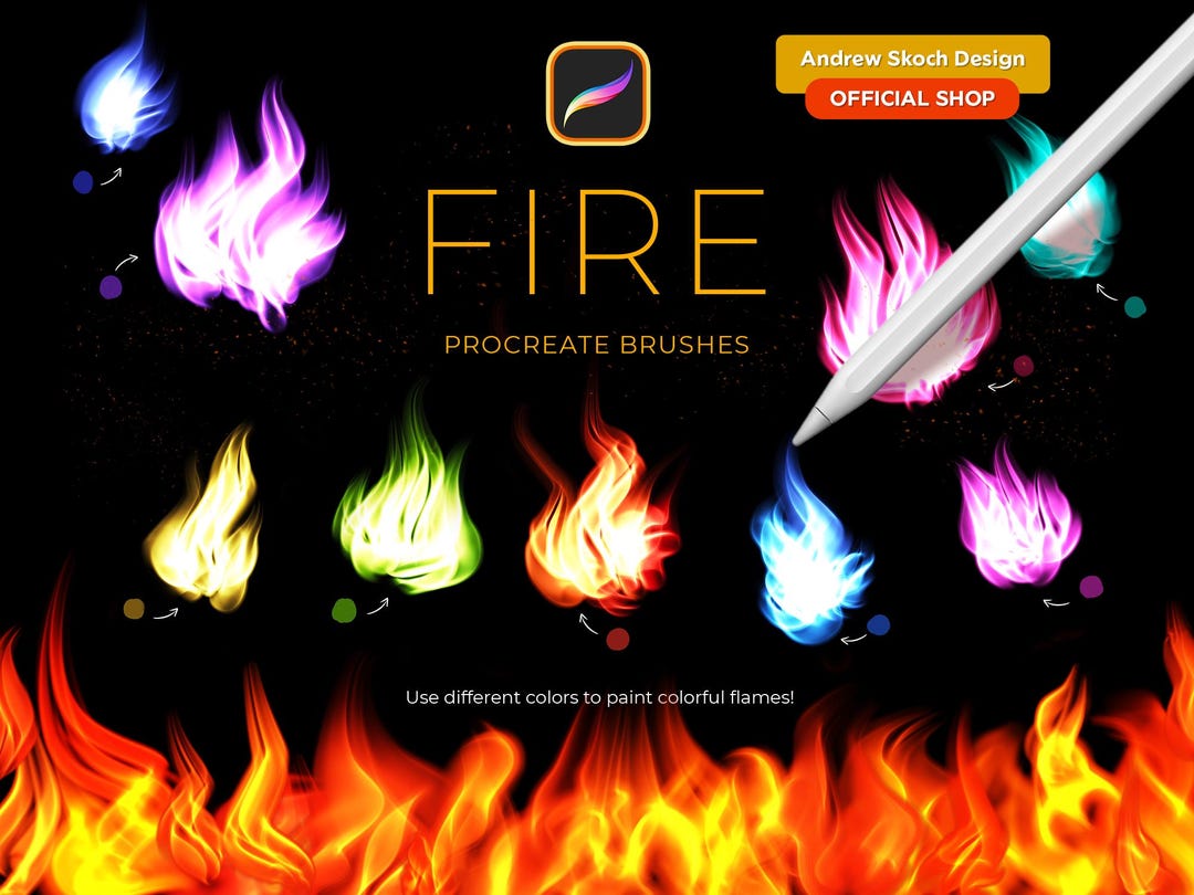Fire Procreate Brushes - Flame Procreate Brush - Dynamic Fire Procreate ...
