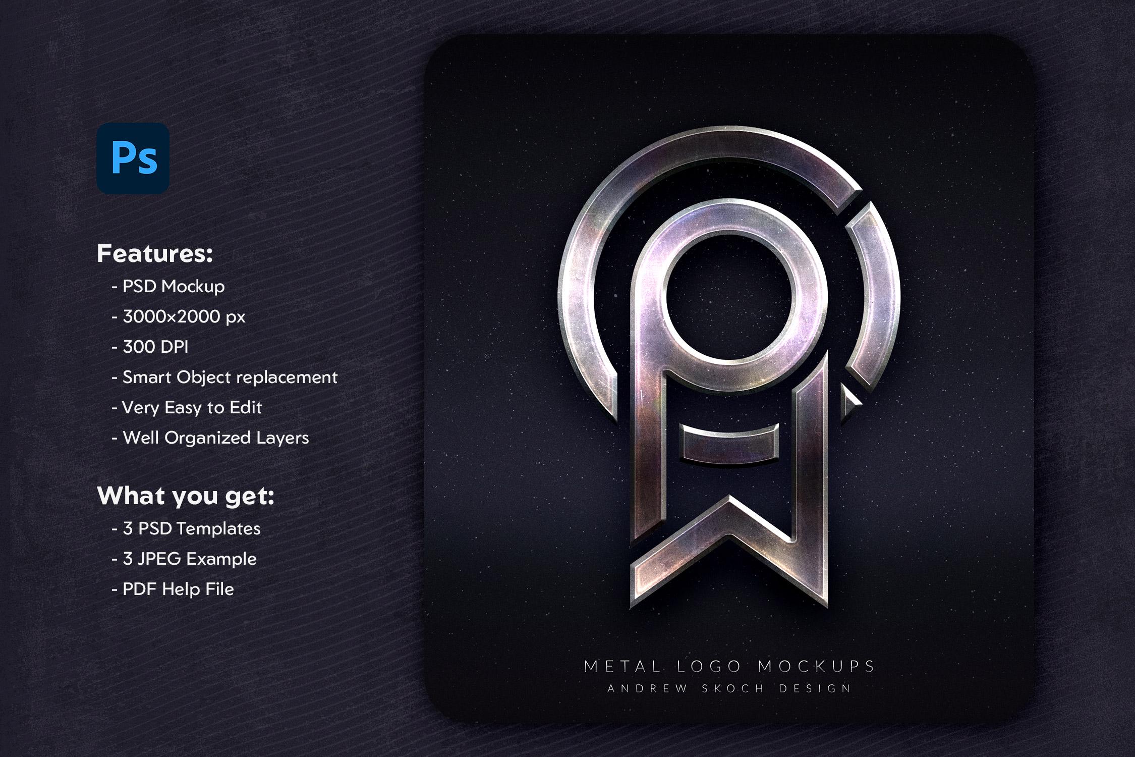 Metal Logo Photoshop Mockups - Metal Effect for Logos - Scratched Metal ...