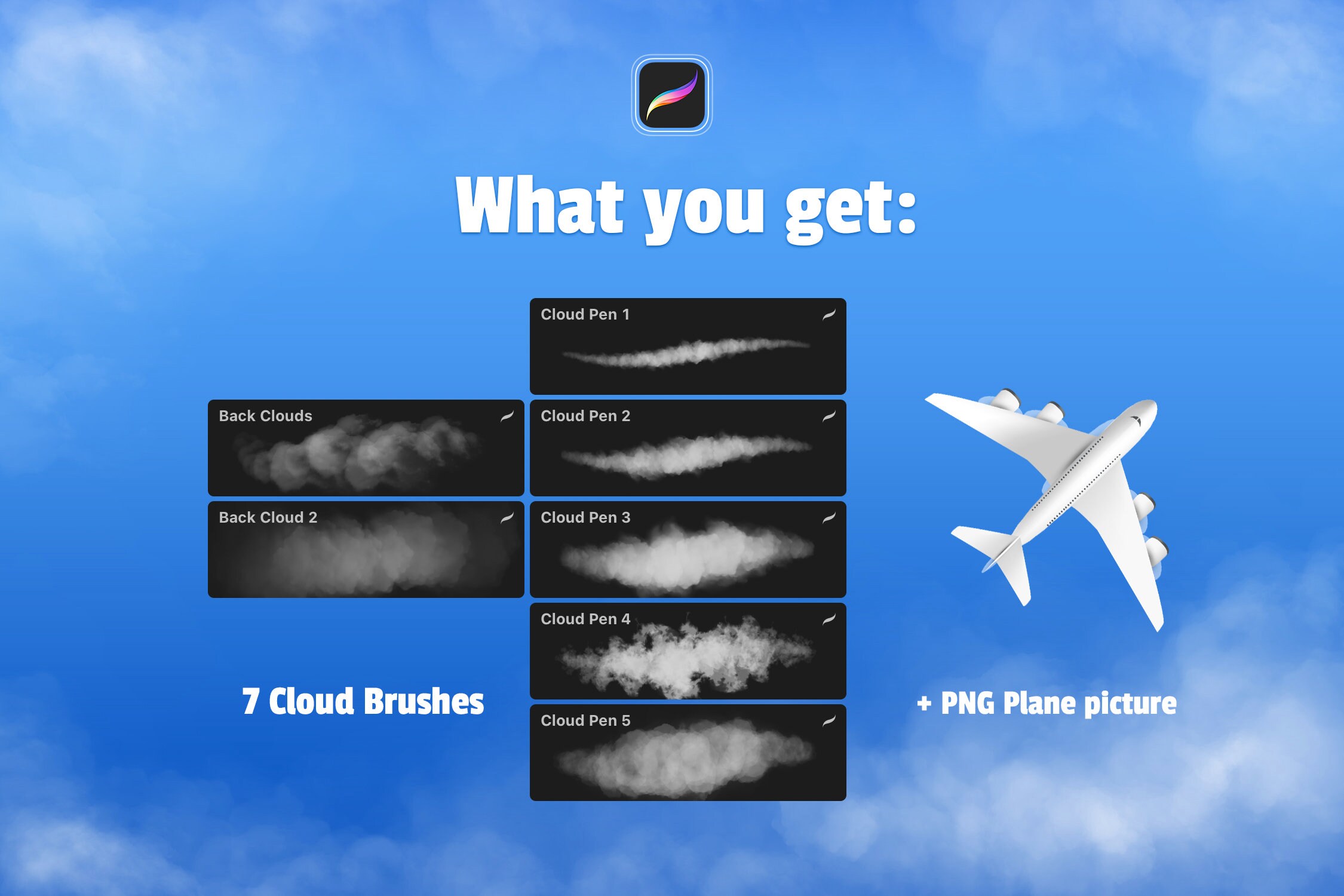 Clouds Procreate Brushes - Sky Writing Text Procreate Brush - Sky Text ...