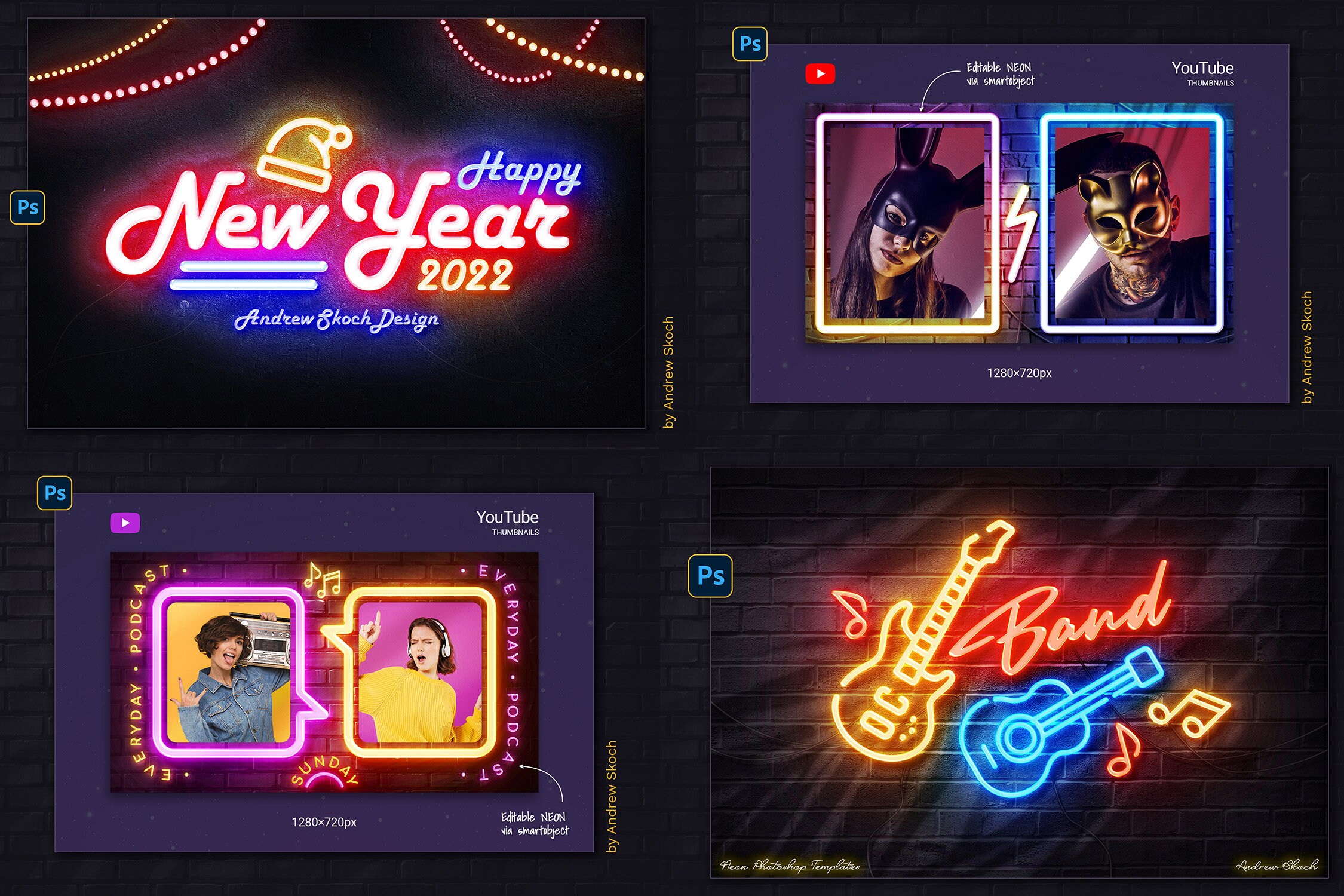 Neon Assets Bundle - Etsy