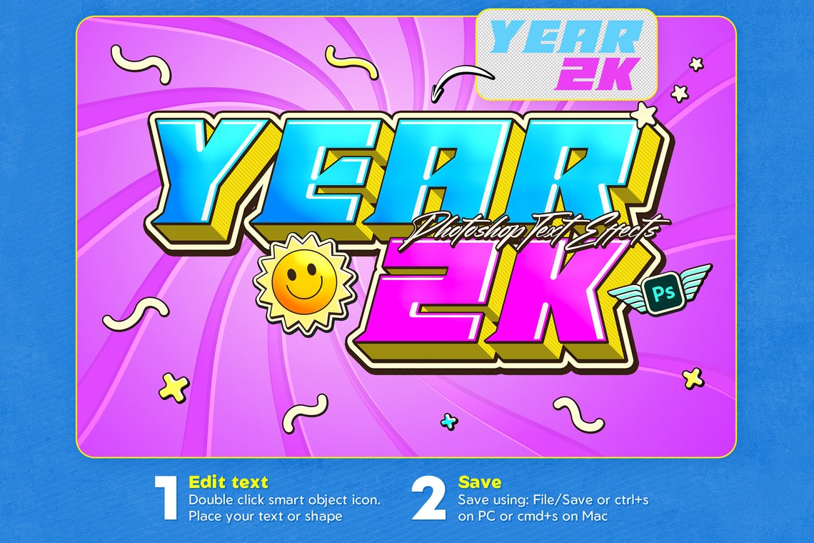 Y2k Text Effects - Etsy