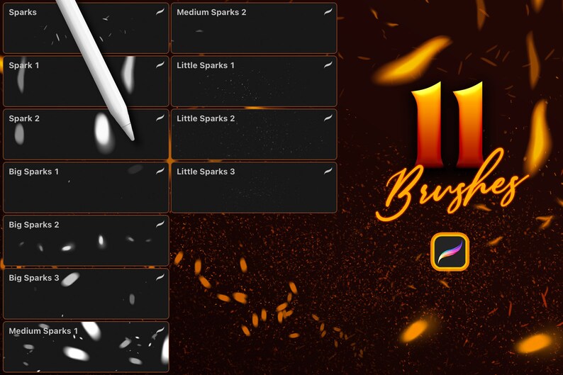 Sparks Procreate Brushes - Spark Fire Procreate Brush - Sparkle Procreate Brush Set - iPad Brush ...