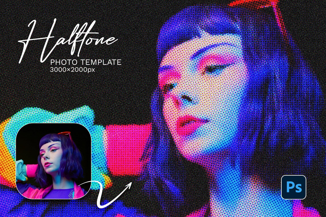 Halftone Photo Template - Etsy