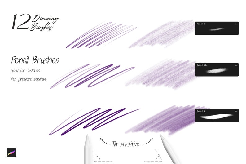 Drawing Procreate Brushes; Sketch Procreate Brush; Essentials Procreate Brush Set; Pencil ...