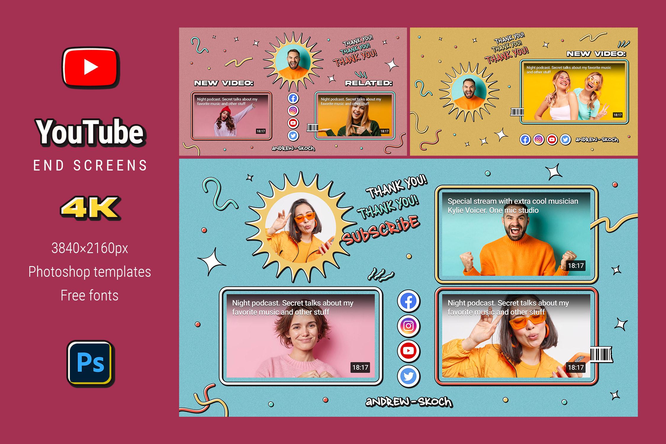 Colorful Youtube End Screens - Etsy