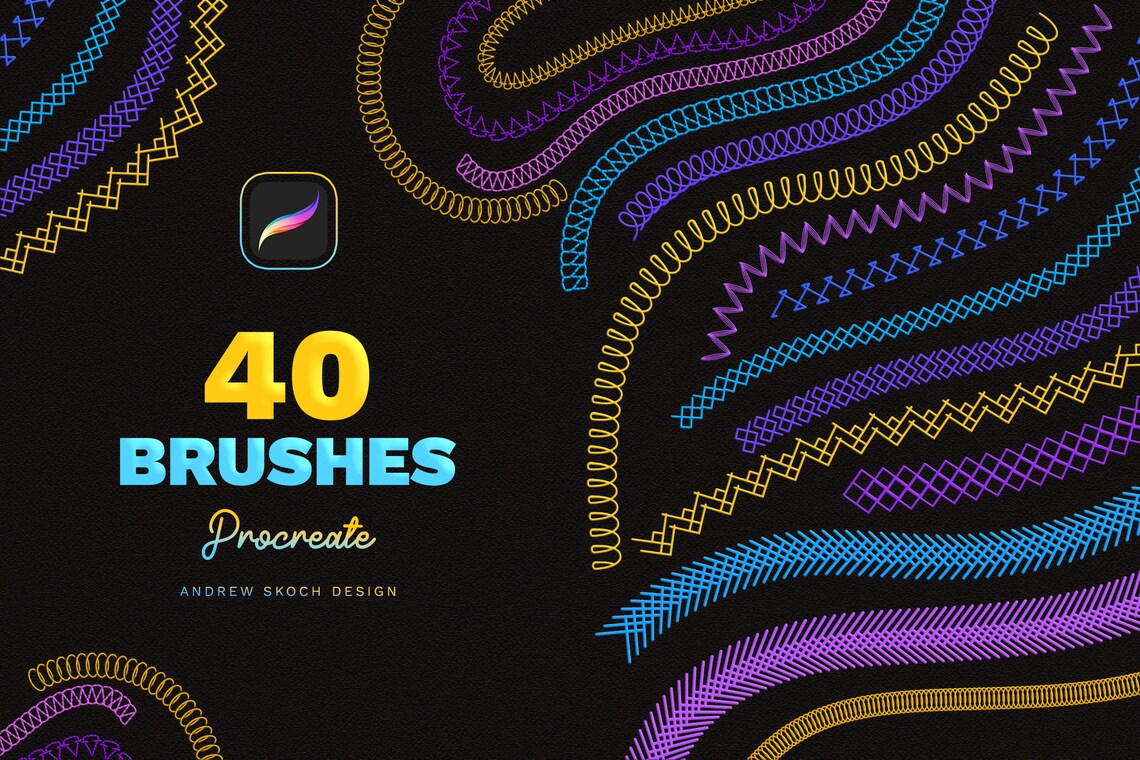 Embroidery Stitches Procreate Brushes - 40 Brush Set (digital Download ...