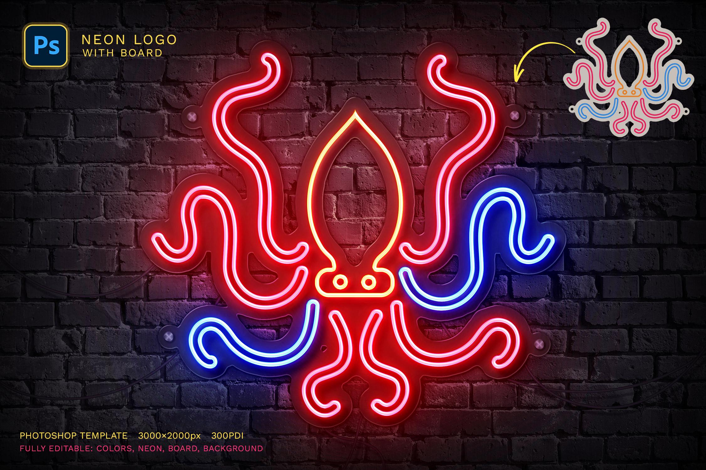 Neon Logo Mockup - Etsy