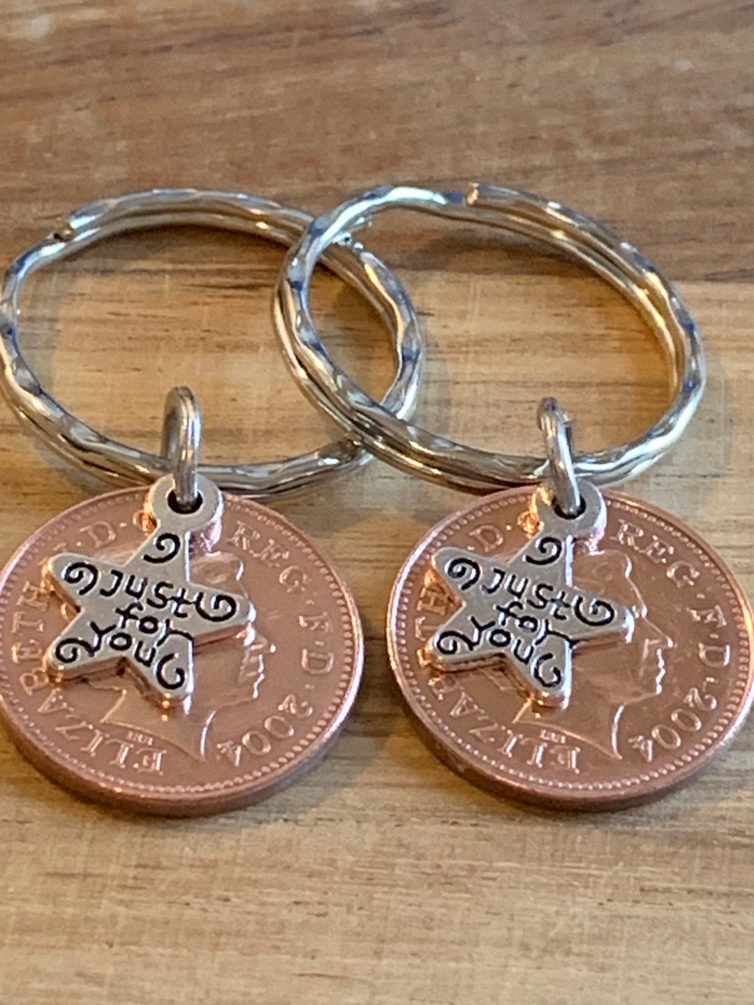 21st Wedding Anniversary Polished 2004 Coins & Charms on Keyrings in ...