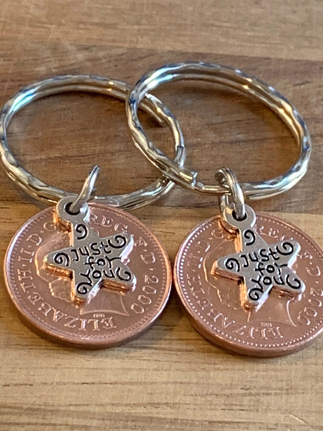 24th Wedding Anniversary Polished 2000 Coin & Charm Keyrings in Gift ...