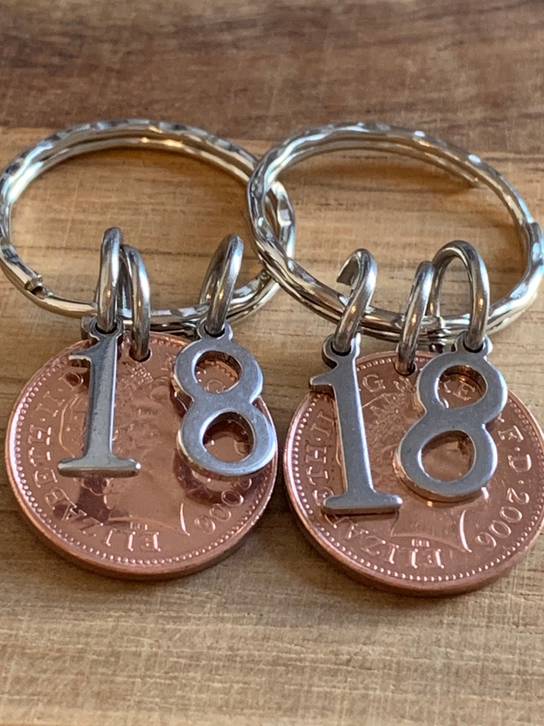 18th Wedding Anniversary 2006 Polished Coin & Charm Keyrings in Gift ...