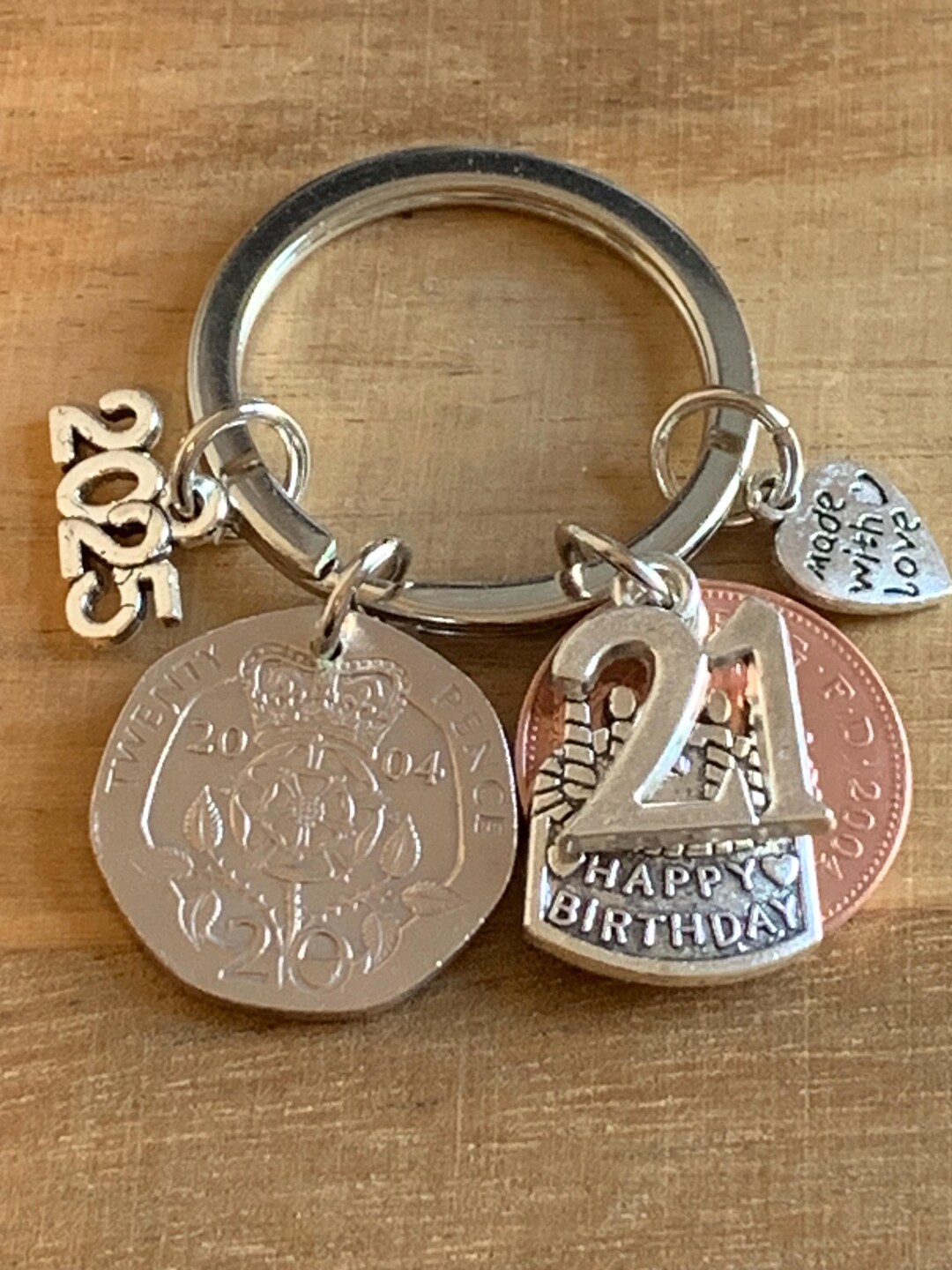 21st Birthday Polished 2005 Coins & Charms on Keyring in Gift Bag - Etsy UK