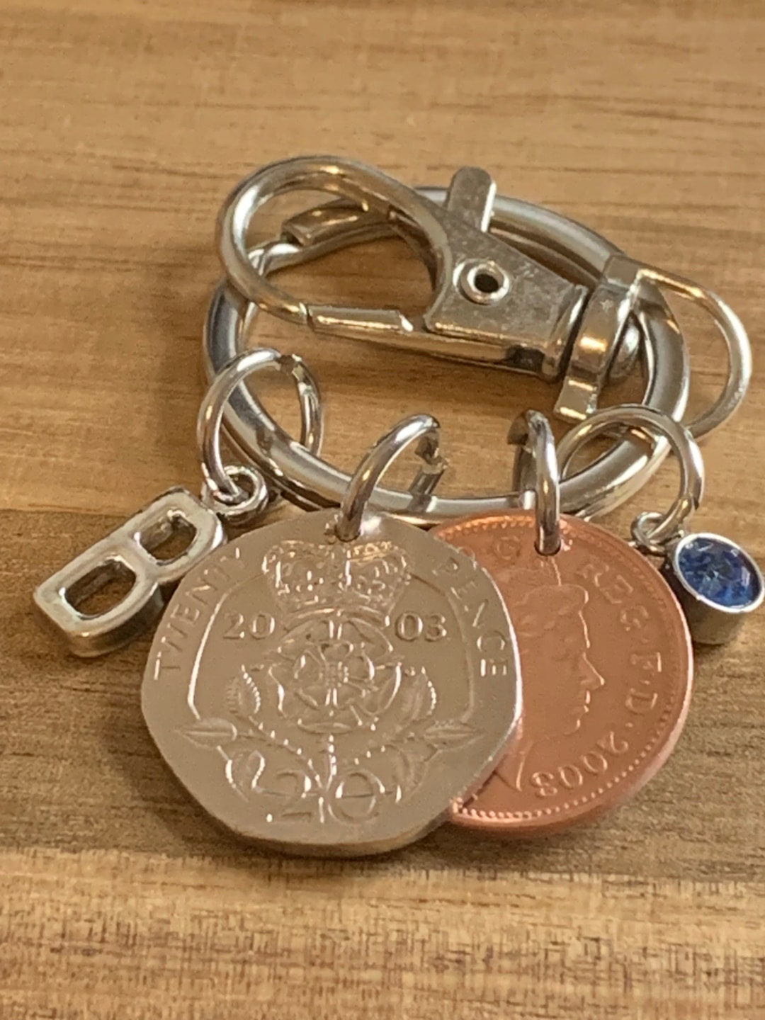 21st Birthday Personalised Gift 2004 Coins & Charms on Keyring in Gift ...
