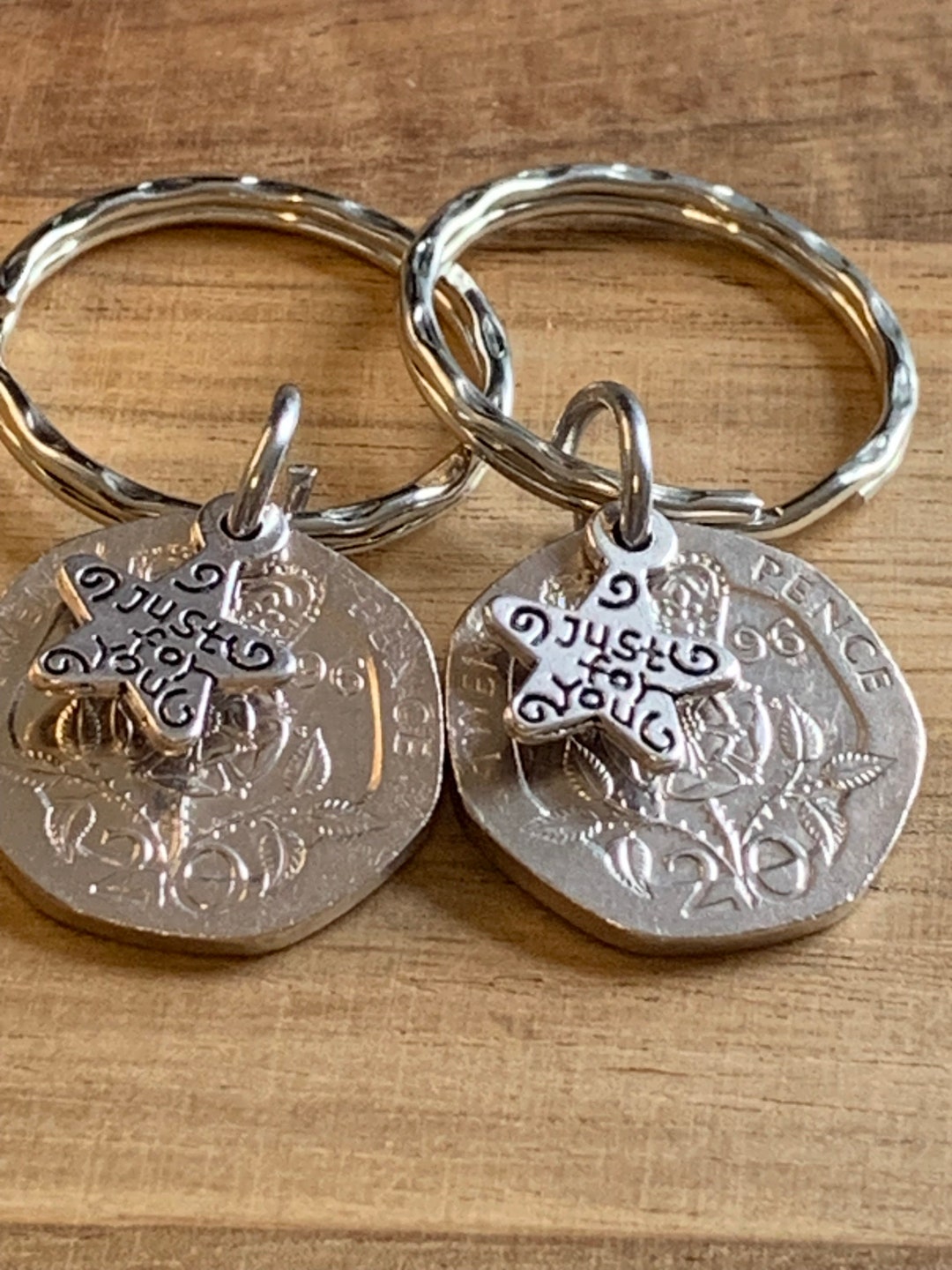 28th Wedding Anniversary Polished 1996 Coins & Charms on Keyrings in ...