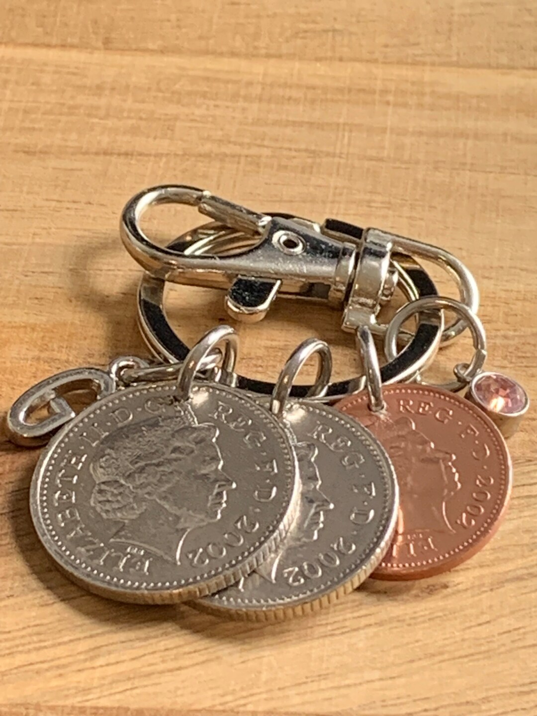 21st Birthday Personalised Gift 2004 Coins & Charms on Keyring in Gift ...