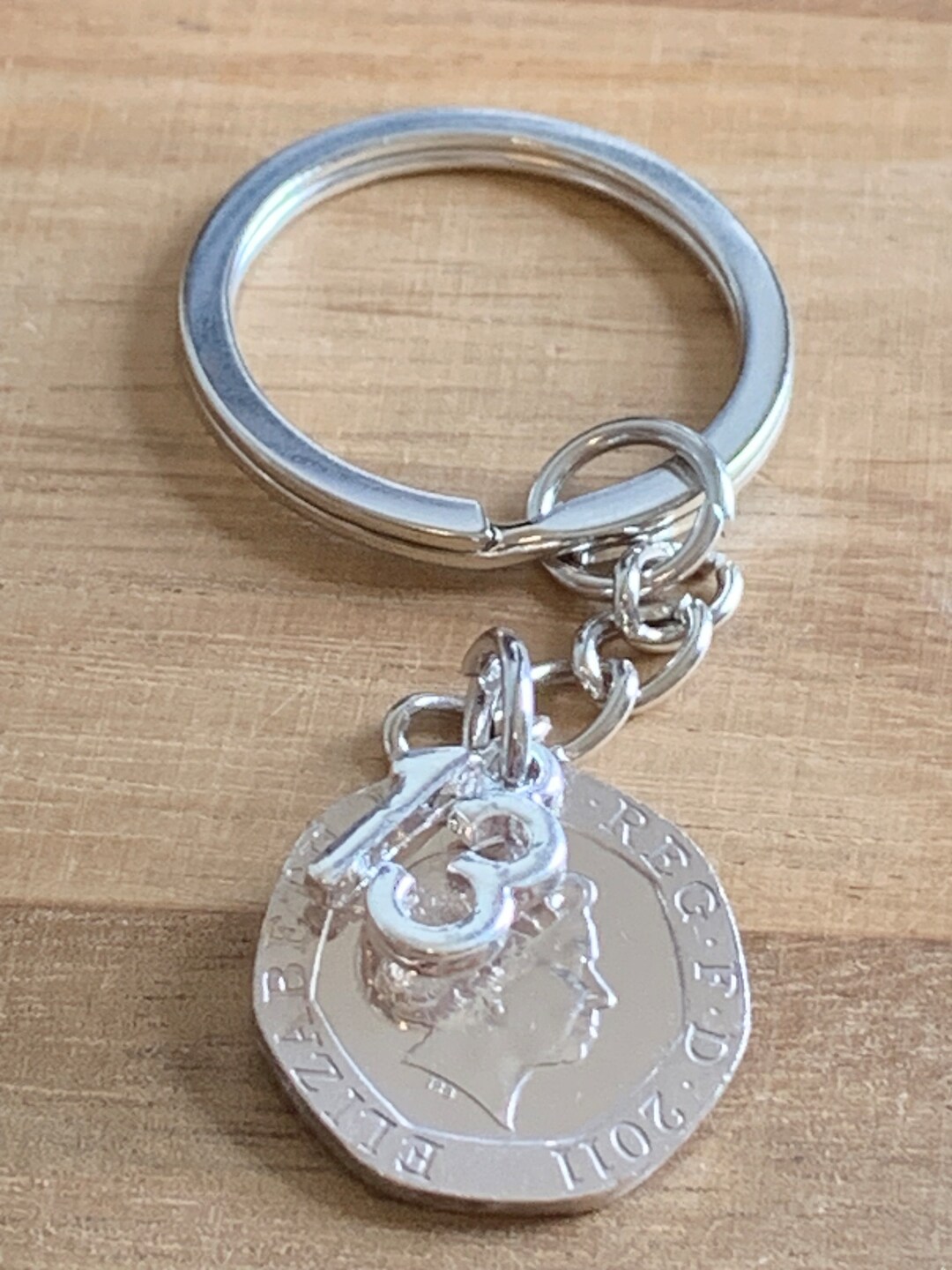 13th Birthday Polished 2011 Lucky Penny & Charm Keyring for Son ...