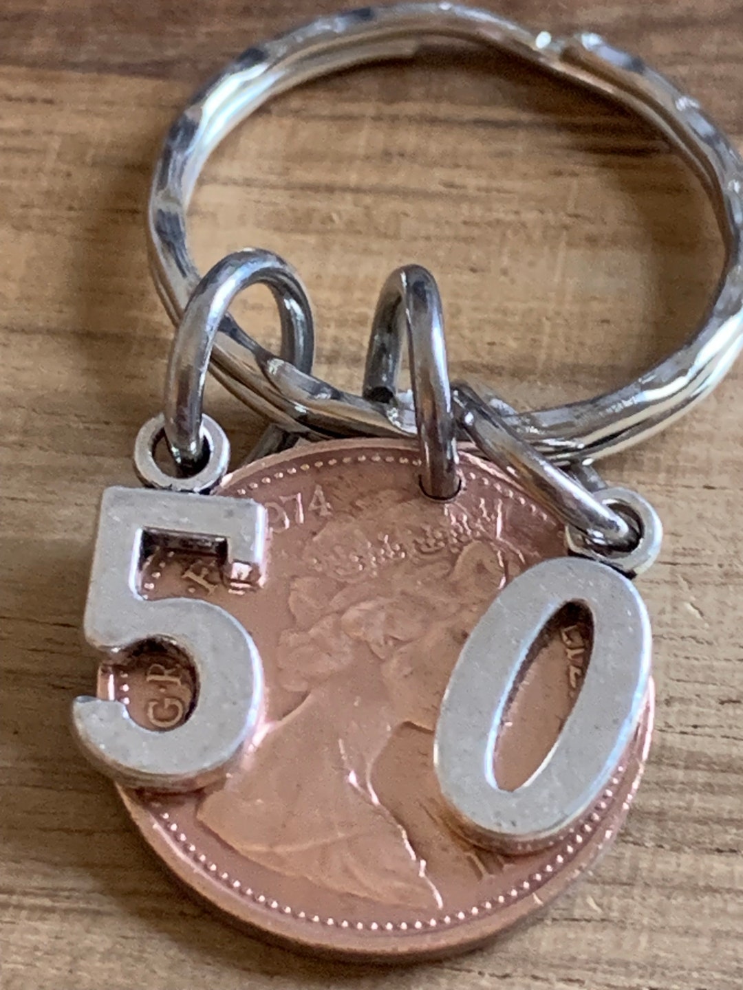 50th Wedding Anniversary or Birthday Polished 1974 Gift Coin & Charm ...
