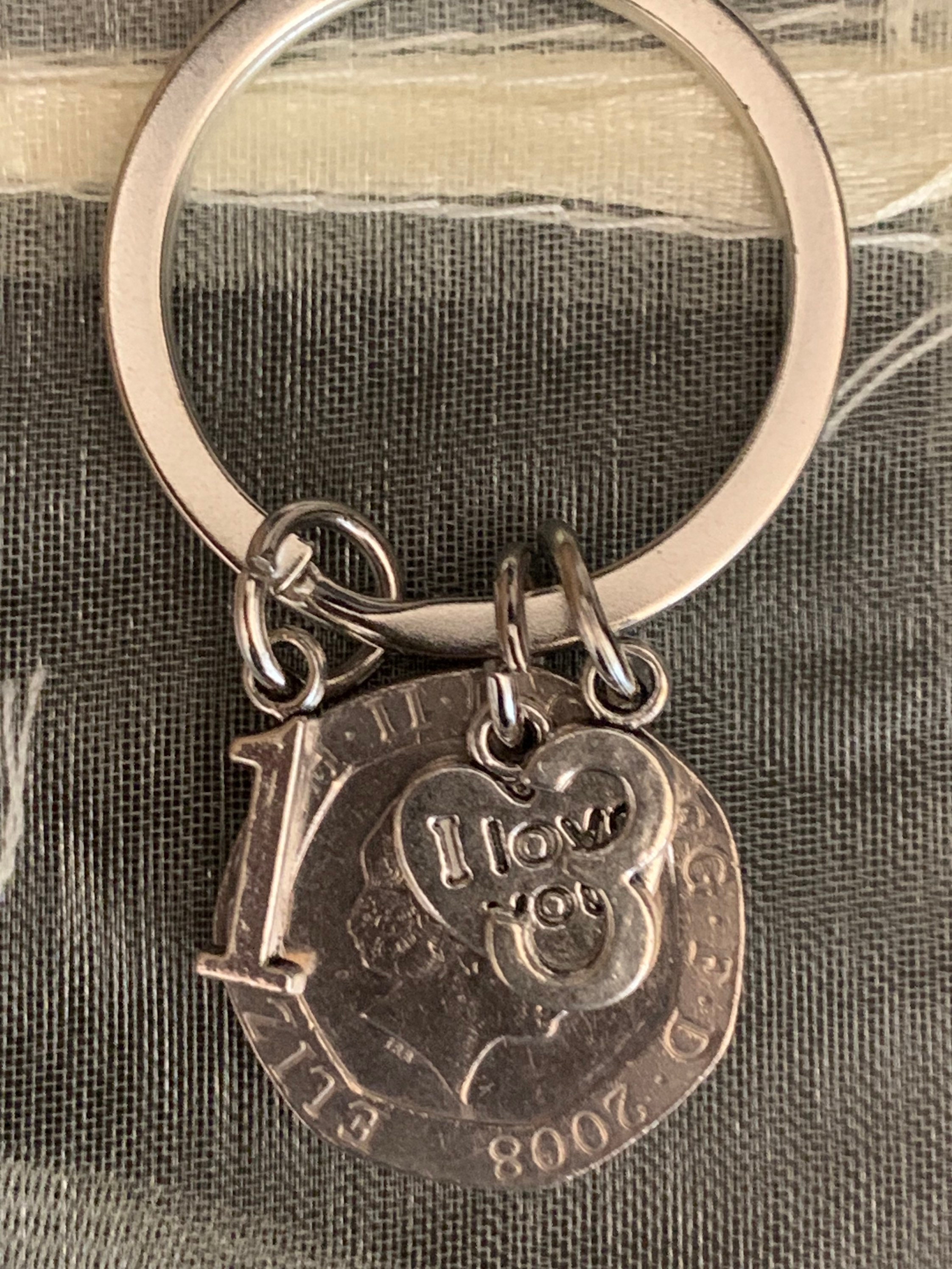 13th Wedding Anniversary Gift Keyring 2008 Coin And Charms In | Etsy