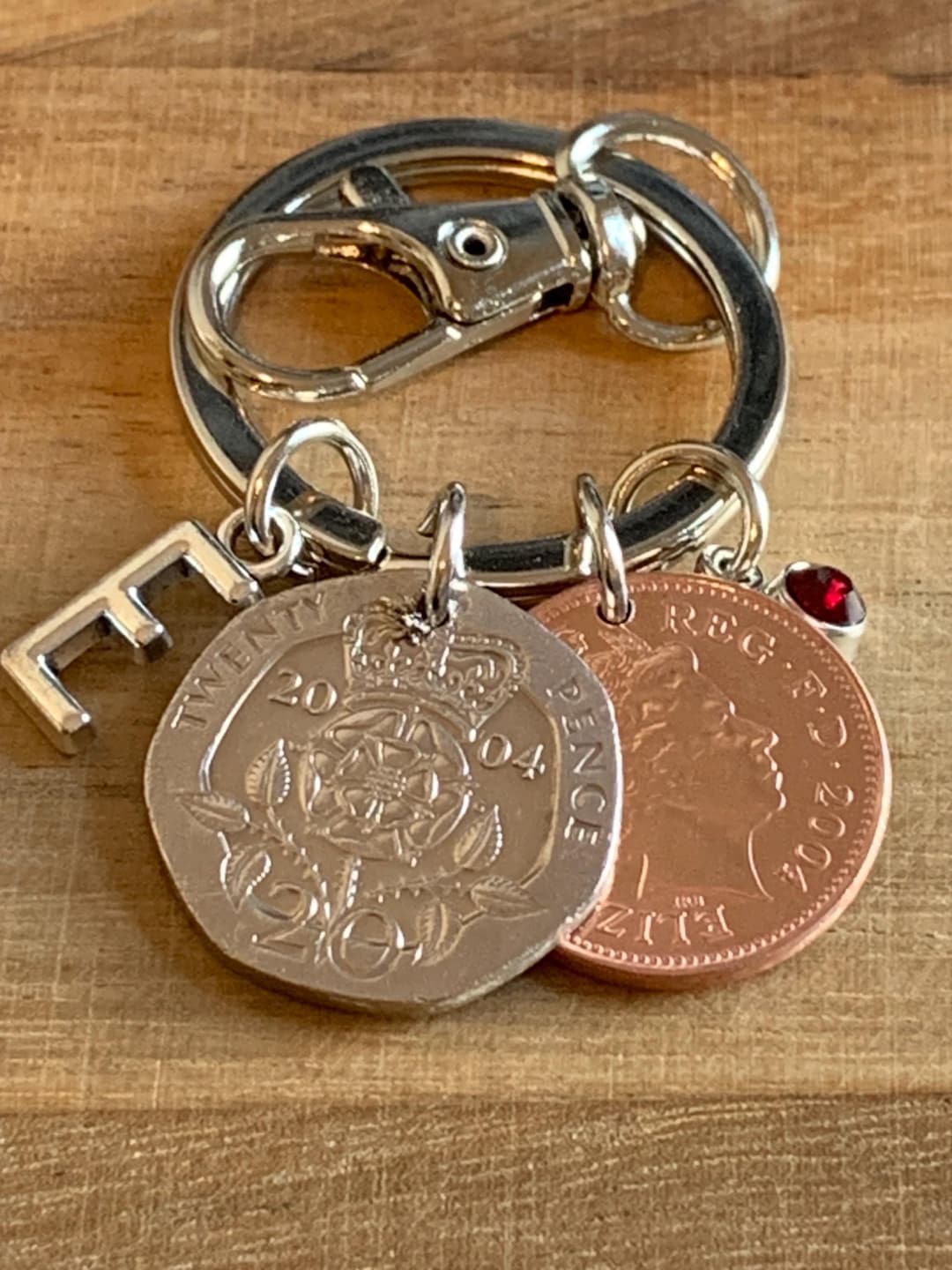 21st Birthday Personalised Gift 2004 Coins & Charms on Keyring in Gift ...