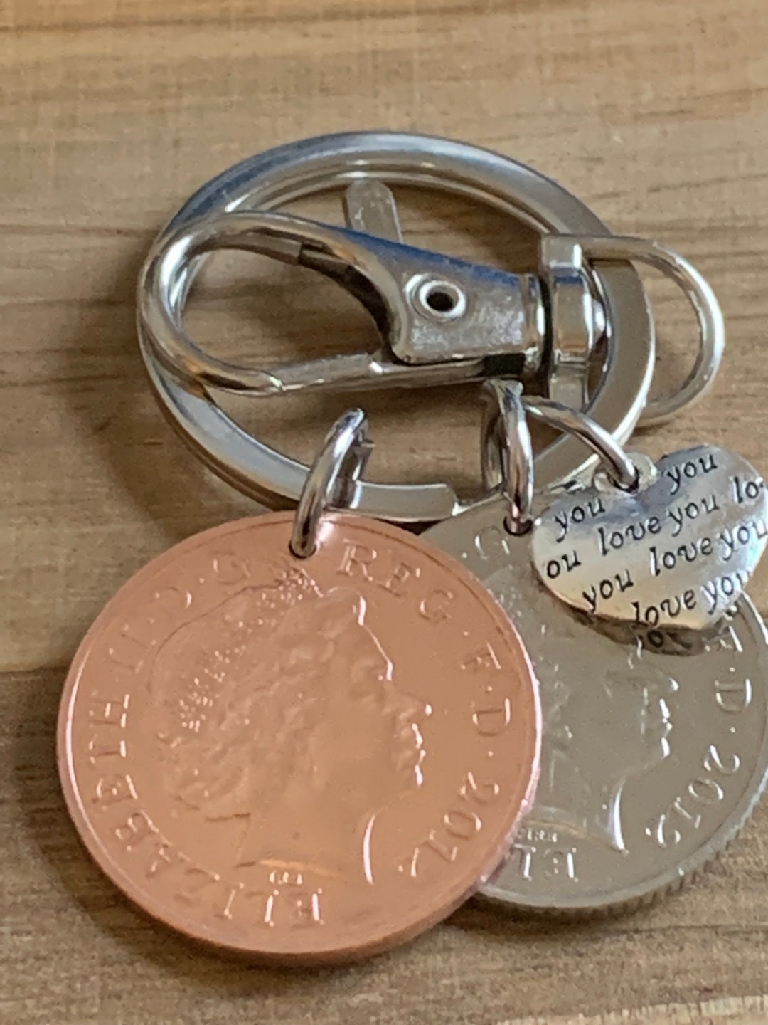 12th Wedding Anniversary or Birthday Gift Keyring Polished 2013 Coins ...