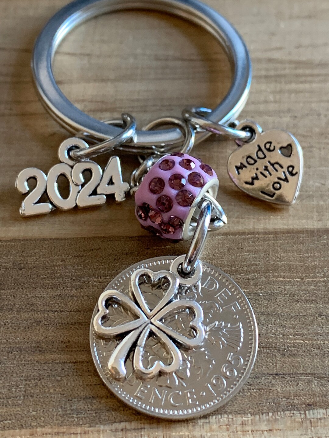 59th Birthday Polished 1965 Lucky Sixpence & Four Leaf Clover Charm ...