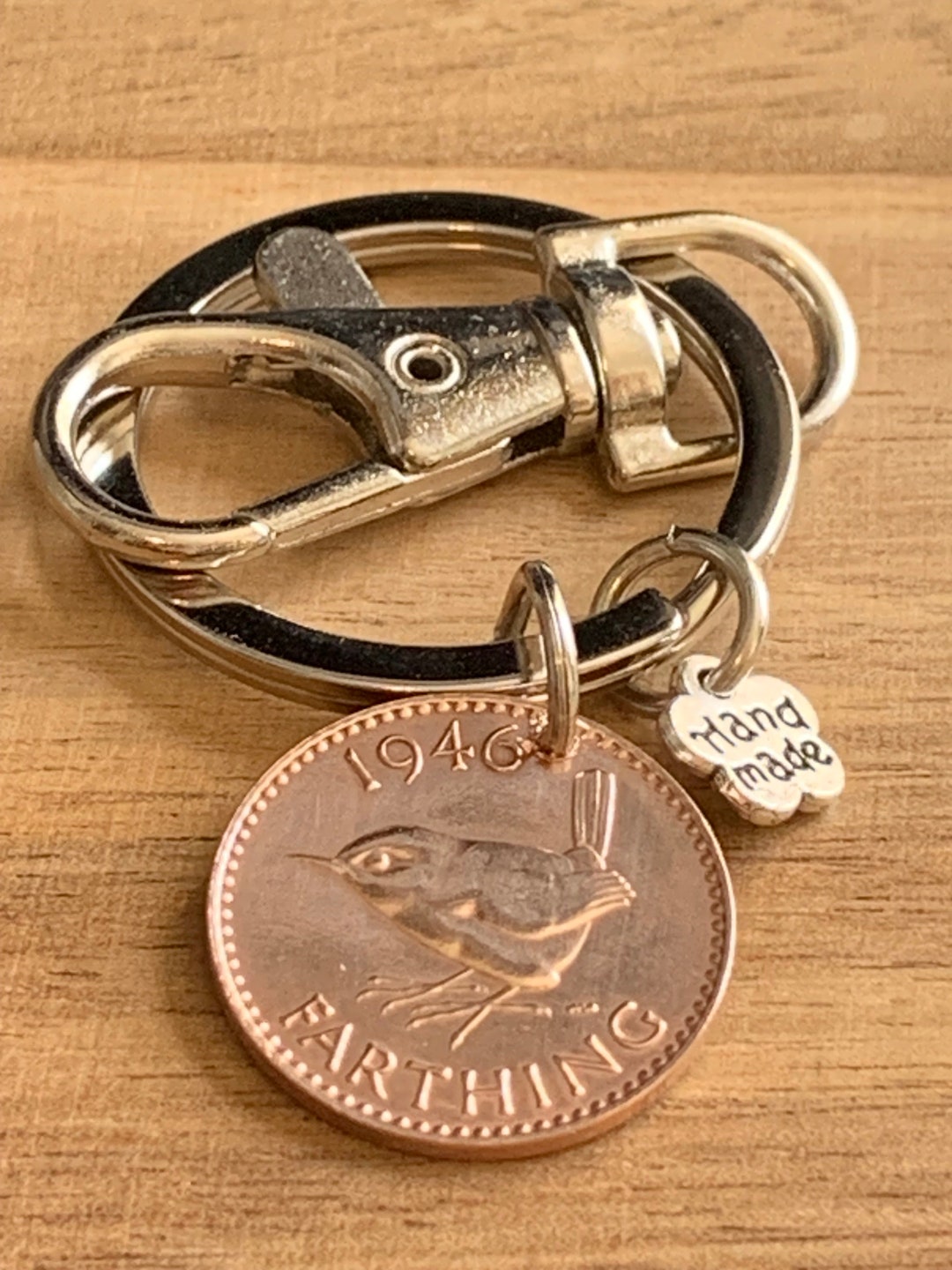 80th Birthday Polished 1946 Farthing Coin Keyring Keepsake Gift for Nan ...