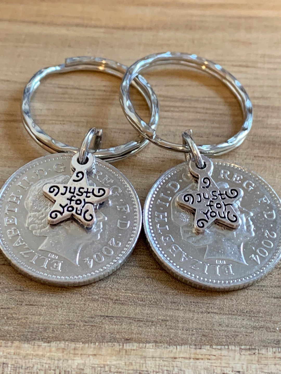 20th Wedding Anniversary Polished 2004 Coins & Charms on Keyrings in ...