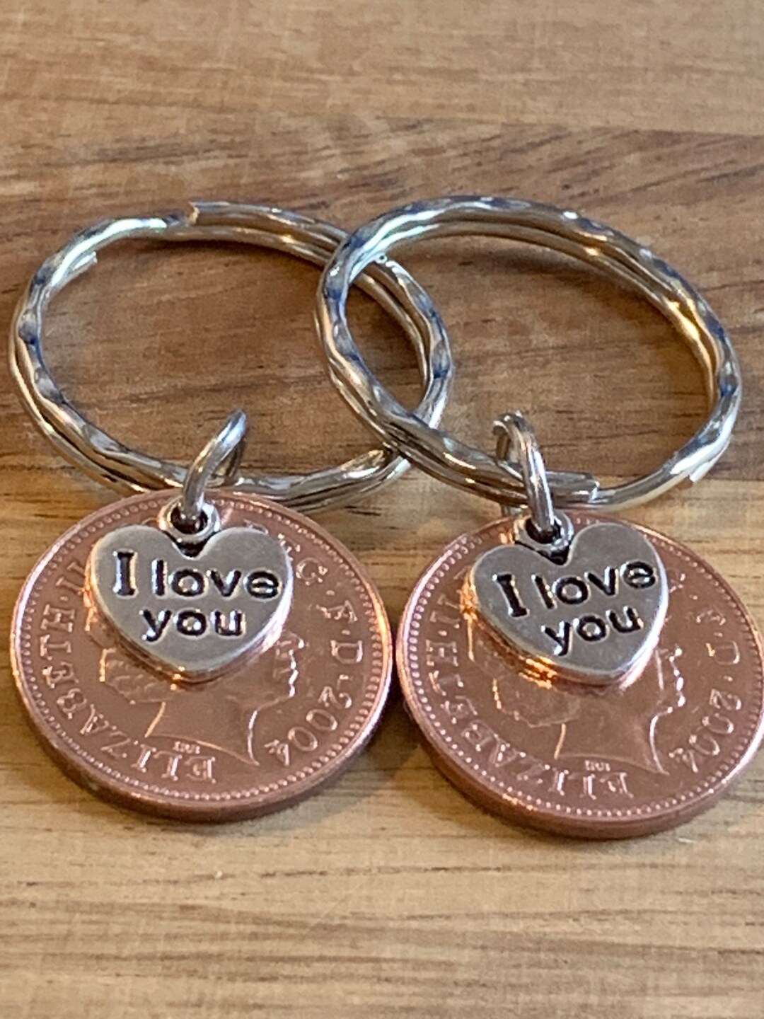 21st Wedding Anniversary Polished 2004 Coins & Charms on Keyrings in ...