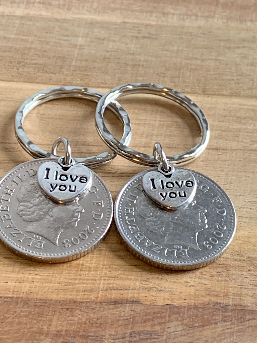 21st Wedding Anniversary Polished 2003 Coins & Charms on Keyrings in ...