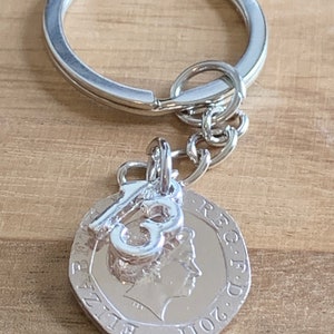 13th Birthday Polished 2011 Lucky Penny & Charm Keyring for Son ...