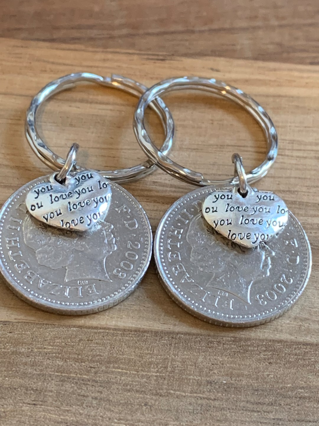 21st Wedding Anniversary 2003 Gift Coin Keyrings in Gift Bag Unique ...