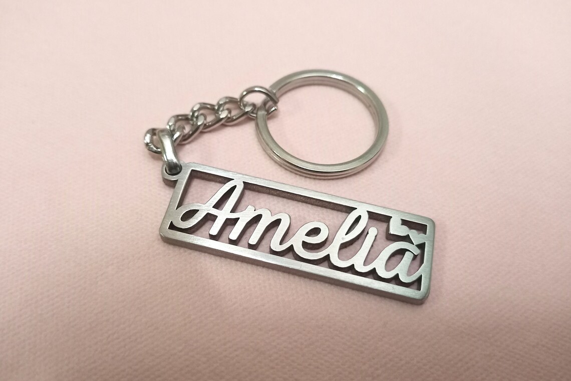 Personalized Name Keychain, Stainless Steel Custom Keyring - Etsy