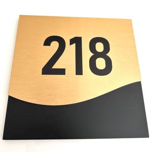 Brushed Gold Aluminum Door Number Sign - Custom Apartment Hotel Plaque ...