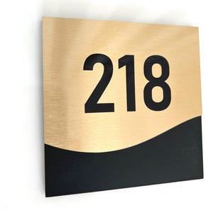 Brushed Gold Aluminum Door Number Sign - Custom Apartment Hotel Plaque ...