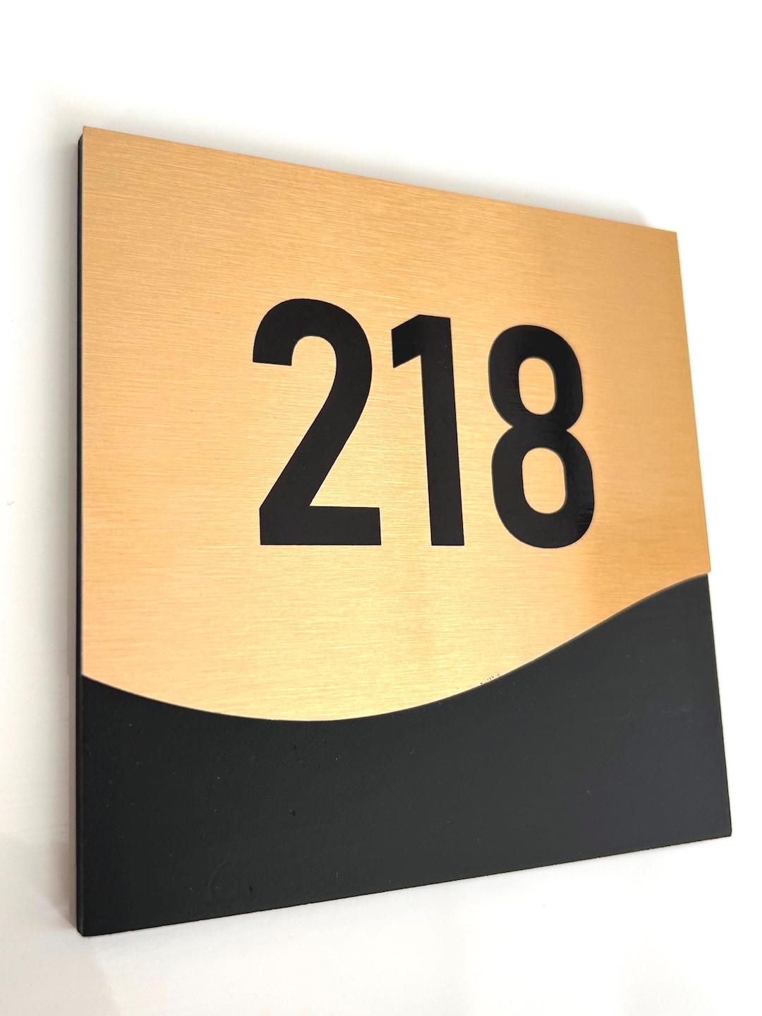 Brushed Gold Aluminum Door Number Sign - Custom Apartment Hotel Plaque ...