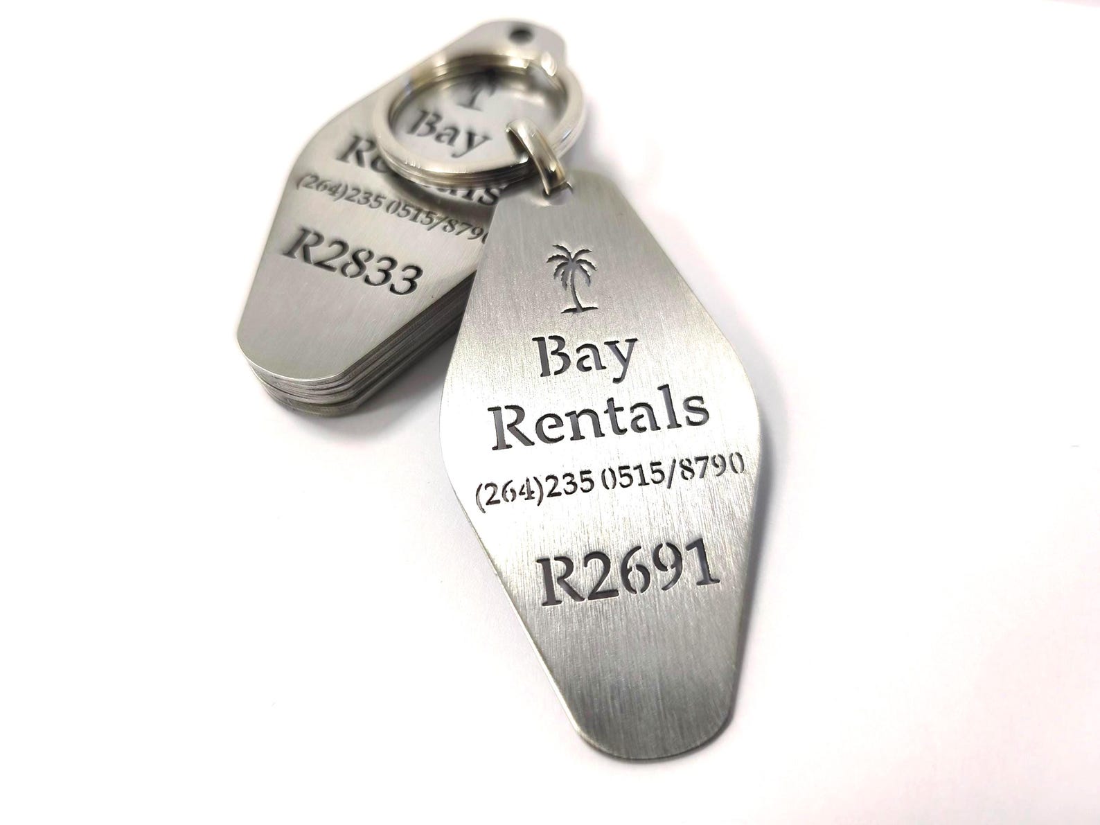 Custom Hotel Keychain, Laser Cut Stainless Steel Logo & Room Numbers - Etsy