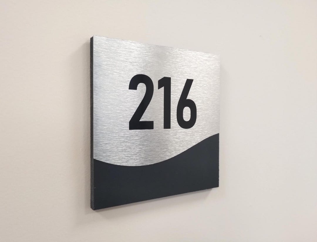 Brushed Aluminum Door Number Sign, 6x6 Apartment Door Number, Hotel ...