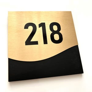 Brushed Gold Aluminum Door Number Sign - Custom Apartment Hotel Plaque ...