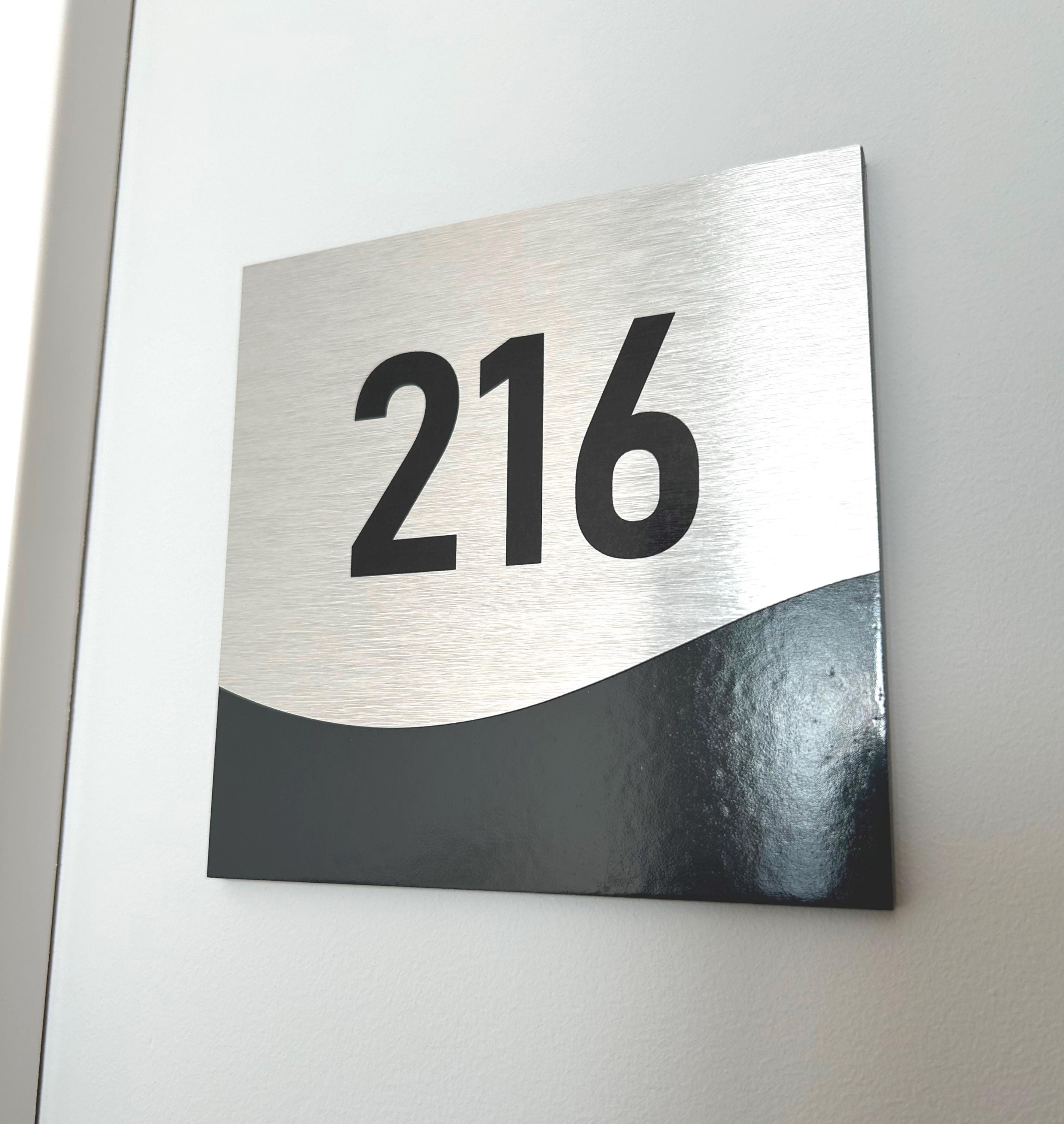 Brushed Aluminum Door Number Sign, 6x6 Apartment Door Number, Hotel ...