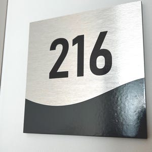 Brushed Aluminum Door Number Sign, Modern Apartment, Hotel Room Plaque ...