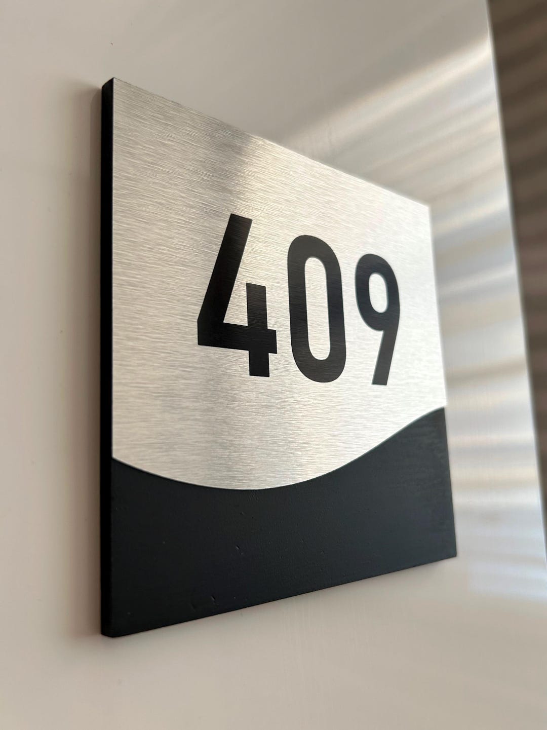 Brushed Aluminum Door Number Sign, Modern Apartment, Hotel Room Plaque ...