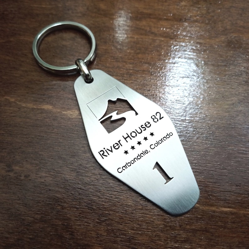 Custom Stainless Steel Hotel Keychain, Personalized Logo Key Tag - Etsy