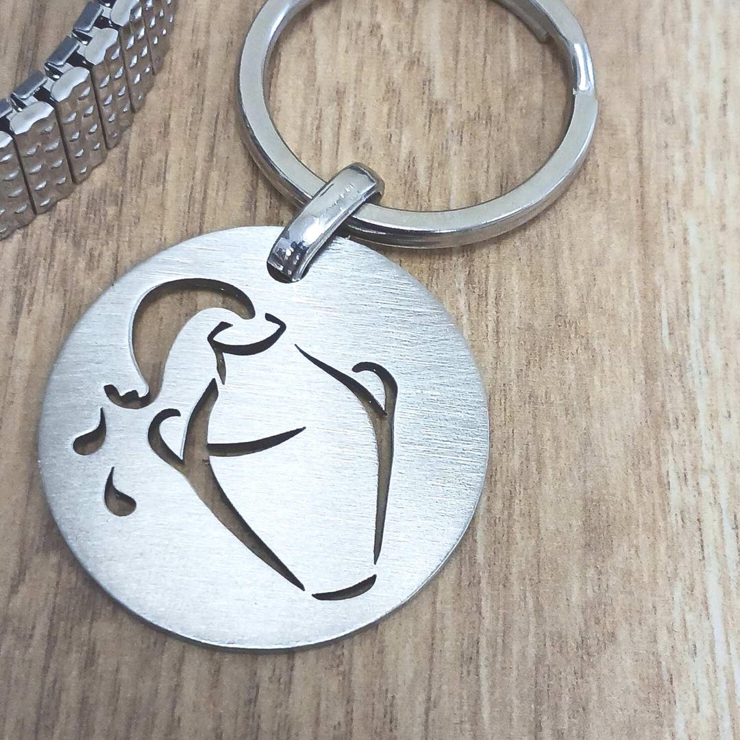 Personalized Aquarius Zodiac Keychain, Stainless Steel Custom Name ...