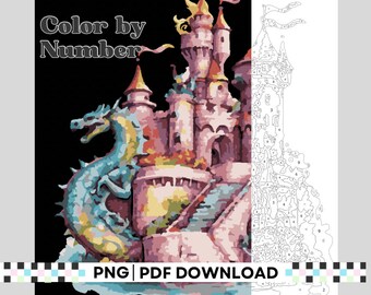 Color by Number Beach, Tropical Scene, Adult Coloring Pages, Digital ...