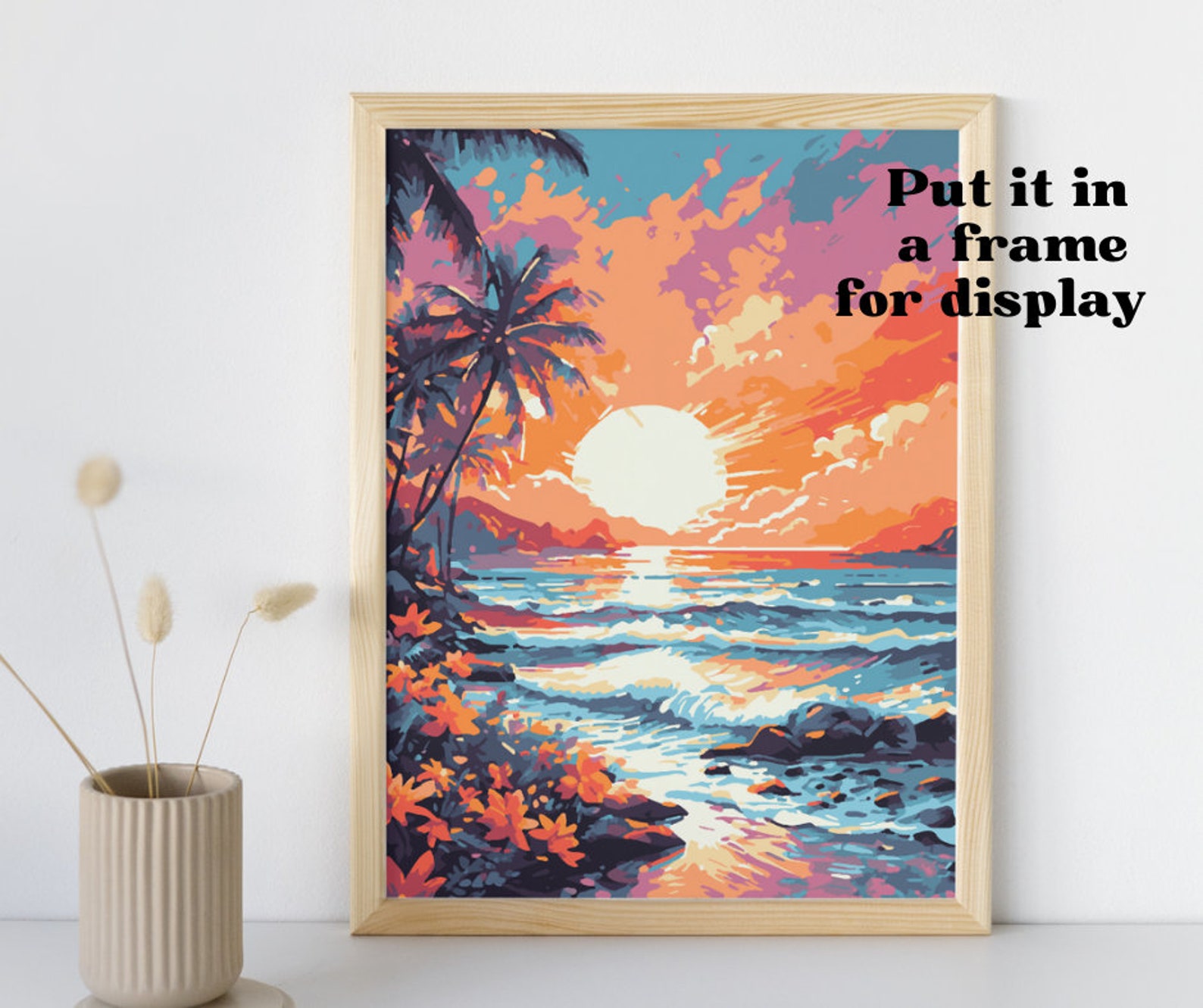 Digital and Printable Color by Number Beach Sunset. Coloring Pages for ...