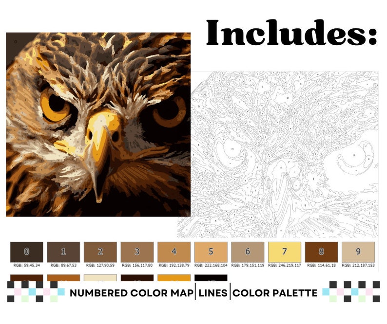 Color by Number Bird Coloring Animals Adult Coloring Pages - Etsy