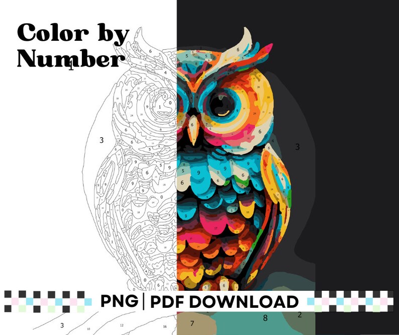 Color by Number Owl, Colorful Animals, Adult Coloring Pages, Digital ...