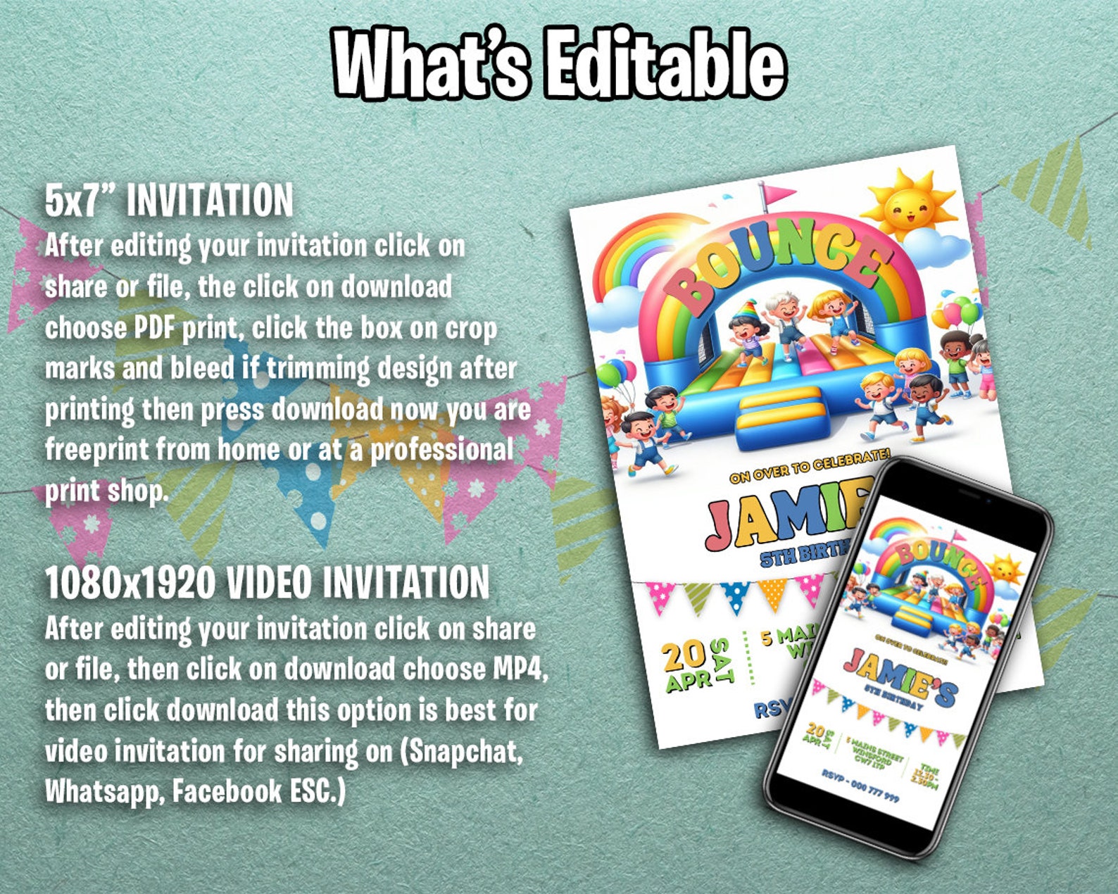Bouncy Castle Birthday Invitation / Printable Kids Party Invite ...