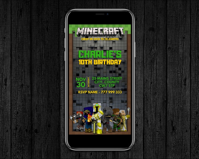 Minecraft Video Game Birthday Invitation / Mine Gamer Personalised ...