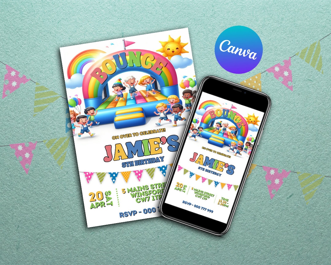 Bouncy Castle Birthday Invitation / Printable Kids Party Invite ...