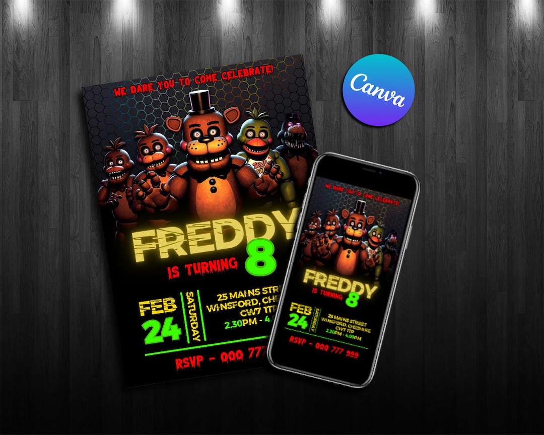 Five Nights at Freddy's Birthday Invitation / Printable FNAF Game Party ...